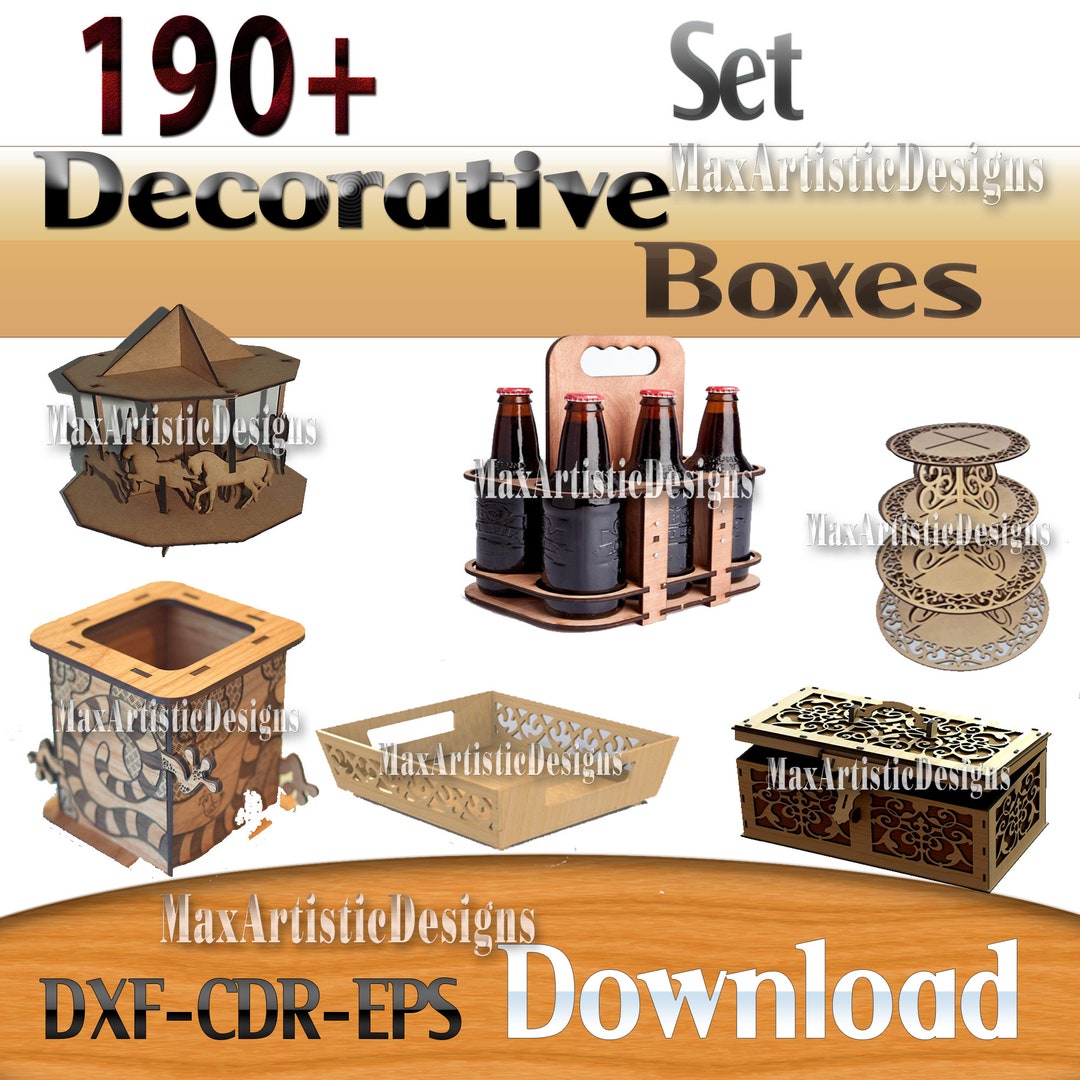 190+ Decorative Boxes Pack Laser Cut Vector Dxf Cdr Cnc 3d Files ...
