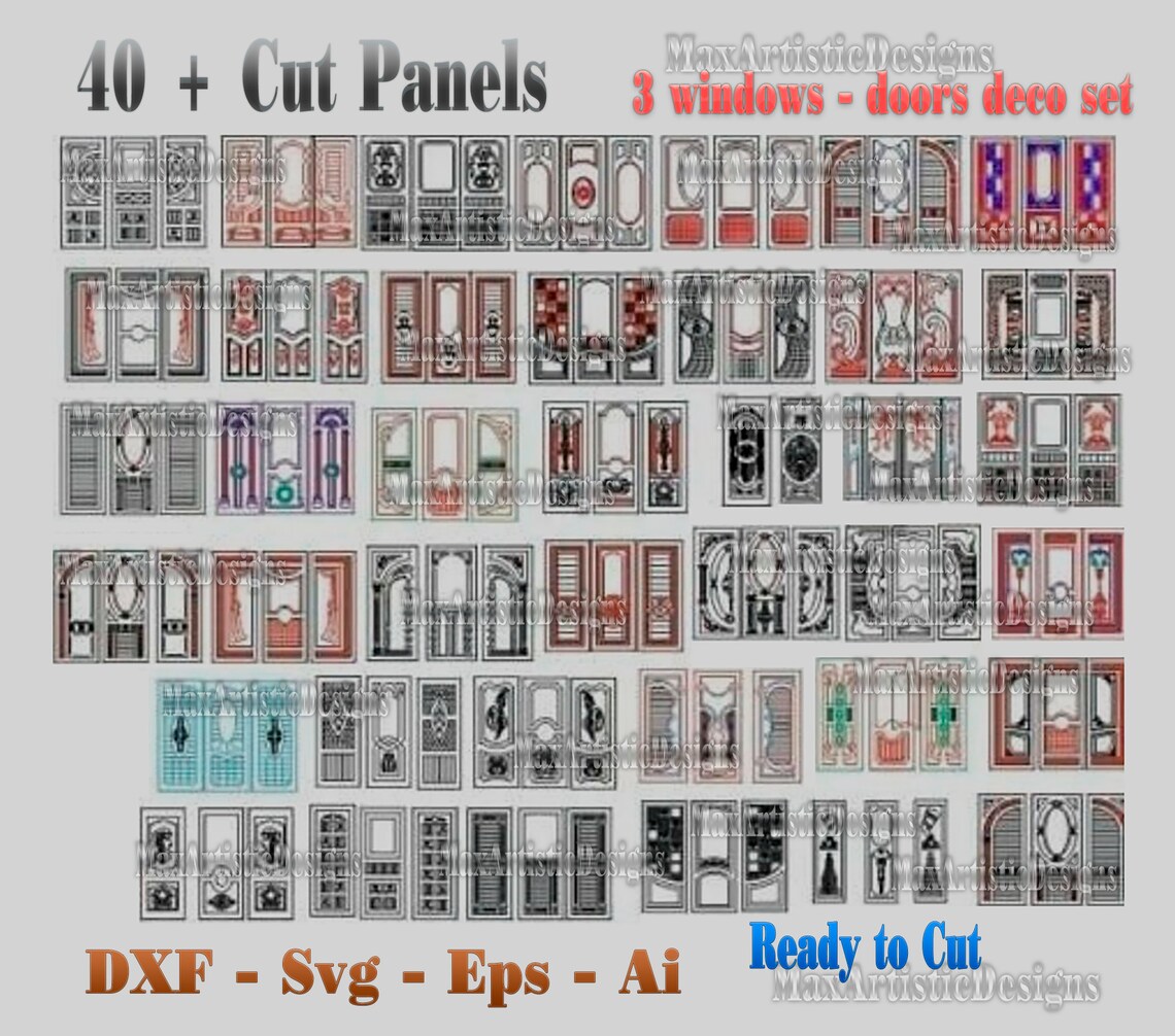 40 Dxf Cdr Vector Pack 3 Doors Joined Files Cnc | Etsy
