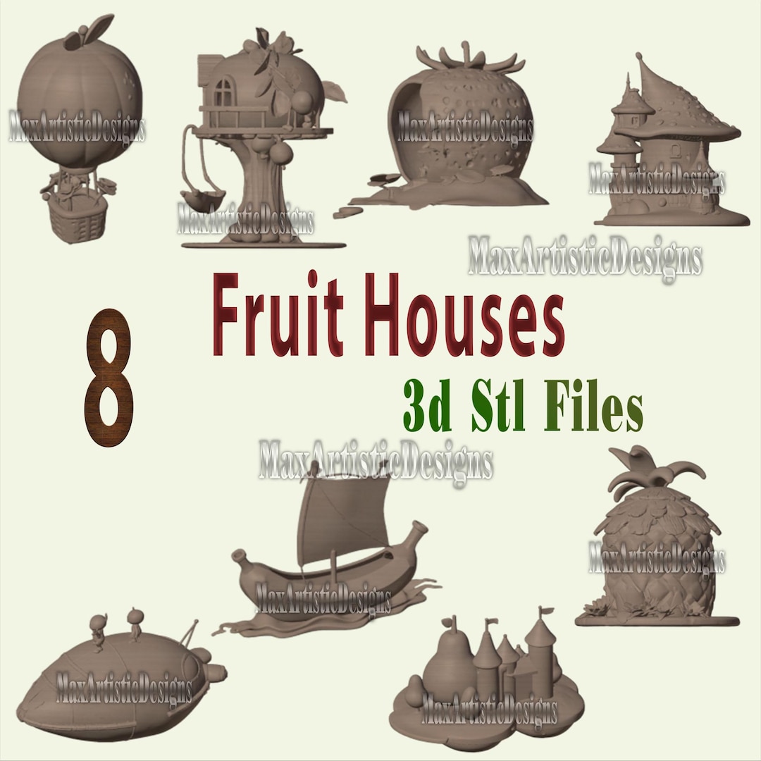 8 3d Stl Fruit Shape House Models for 3d Printer Machines - Digital ...