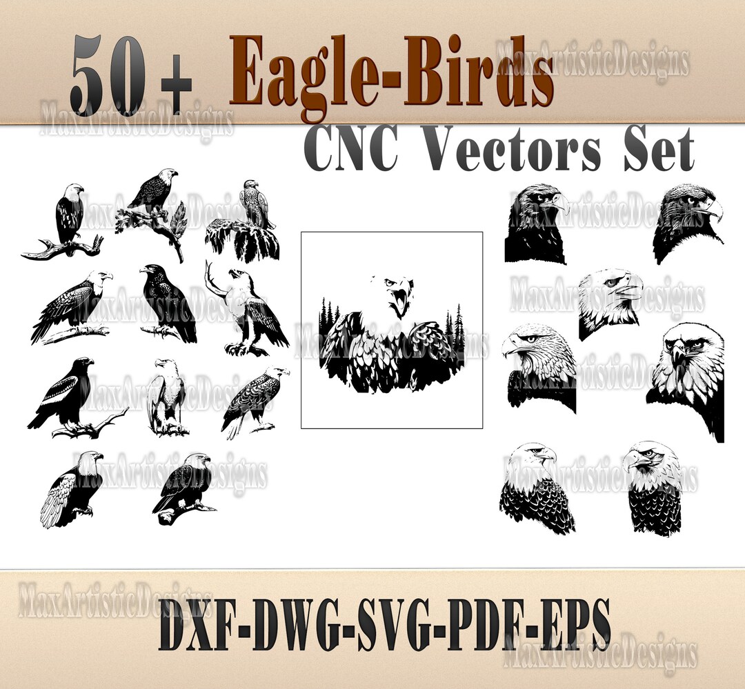 50+ Eagle Figures Cnc Vectors Pack Svg Dxf Eps Files Patriotic Birds ...