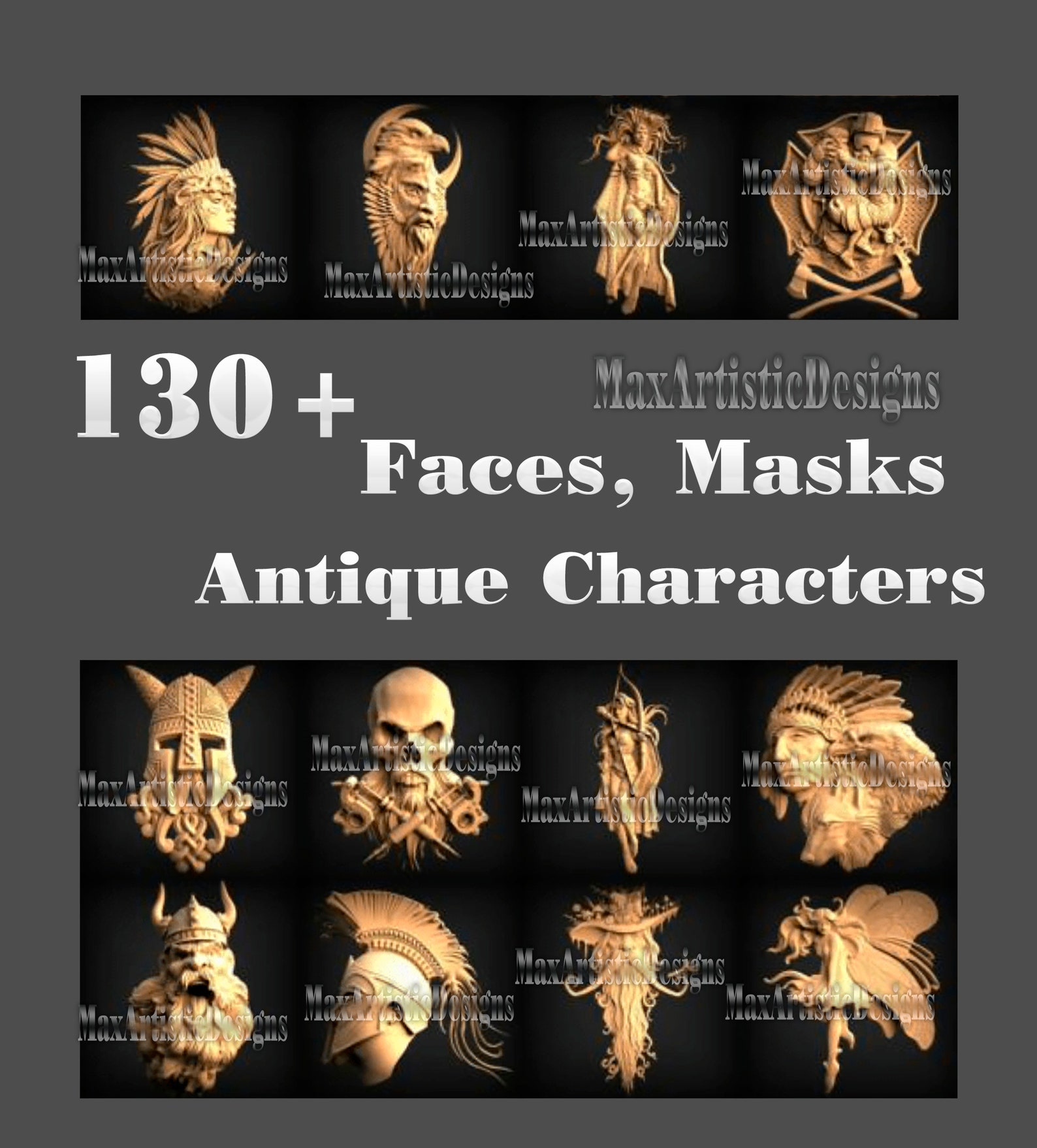 130 3d Stl Models Faces Masks Antique Characters Relief - Etsy