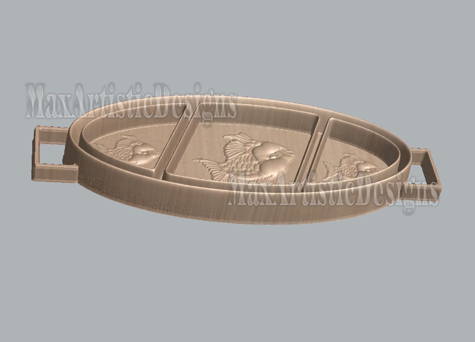 1 Fish Serving Tray 3d Stl File for Cnc Router, 3d Printer Machines 3 ...