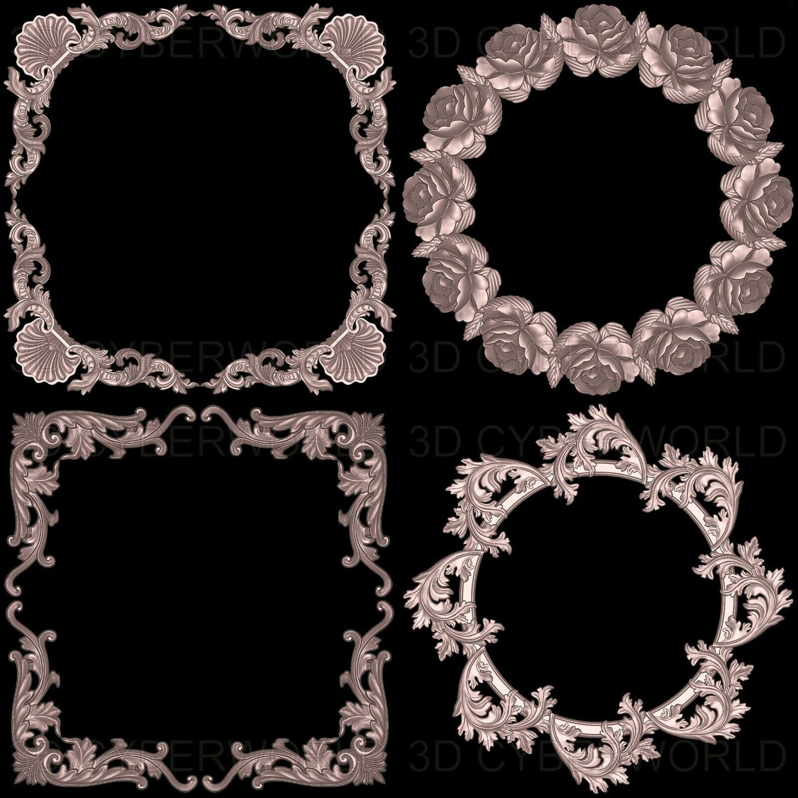 40 Pieces 3d Stl Corners & Frames Models Set for Cnc Artcam - Etsy