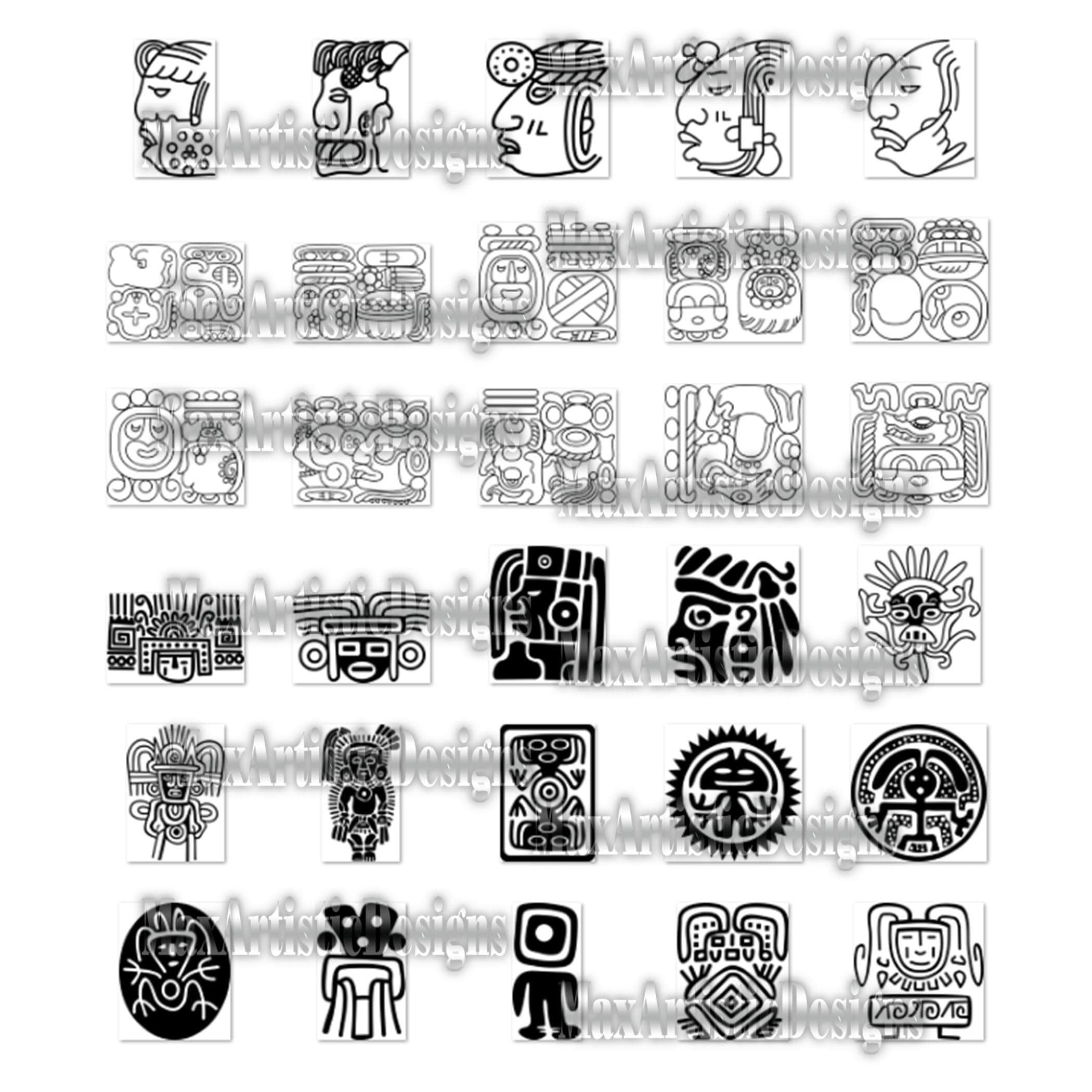 270+ Mayan Symbols Svg Vectors for Cutting Machines Laser Cut Decor Set ...
