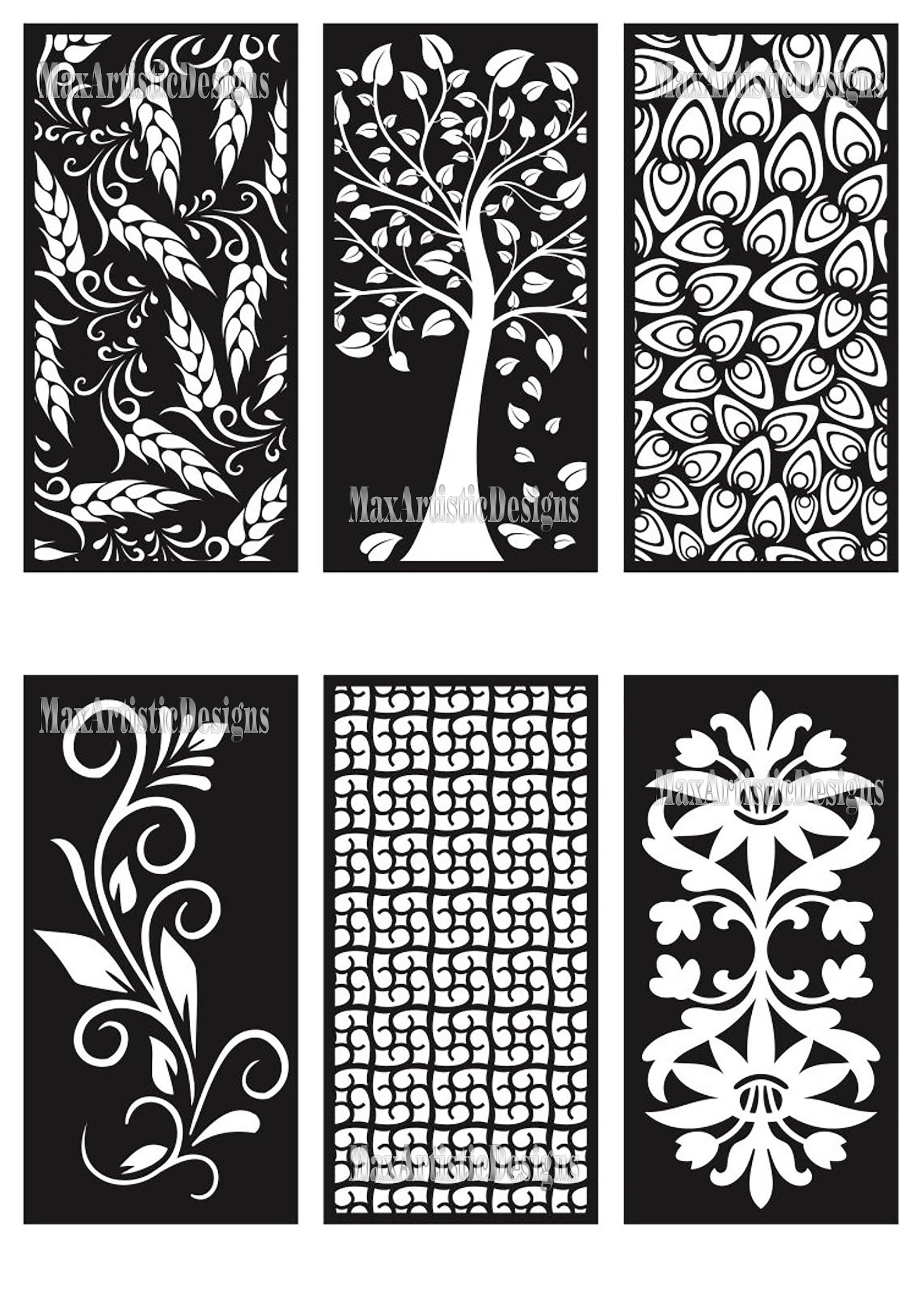 110 Dxf Cdr Tree Panels Roses / Frames for Plasma Laser & | Etsy