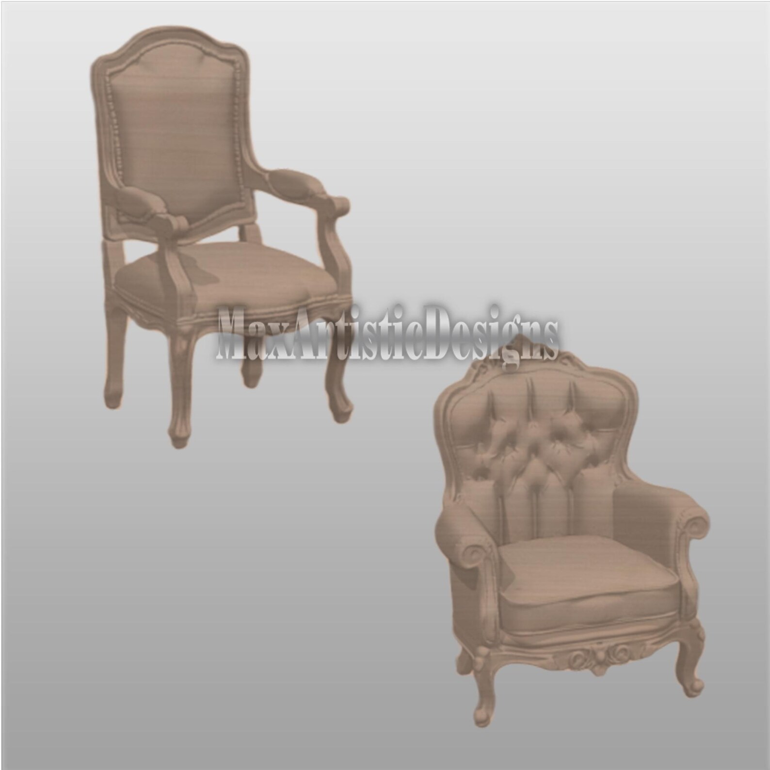 14 Baroque Chair 3D STL Models Set - Miniature Furniture - Download - Etsy