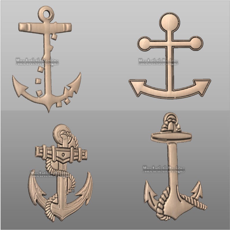 7 Ship Anchors 3d Stl Bas Relief Set for Cnc Router 3d Printing ...