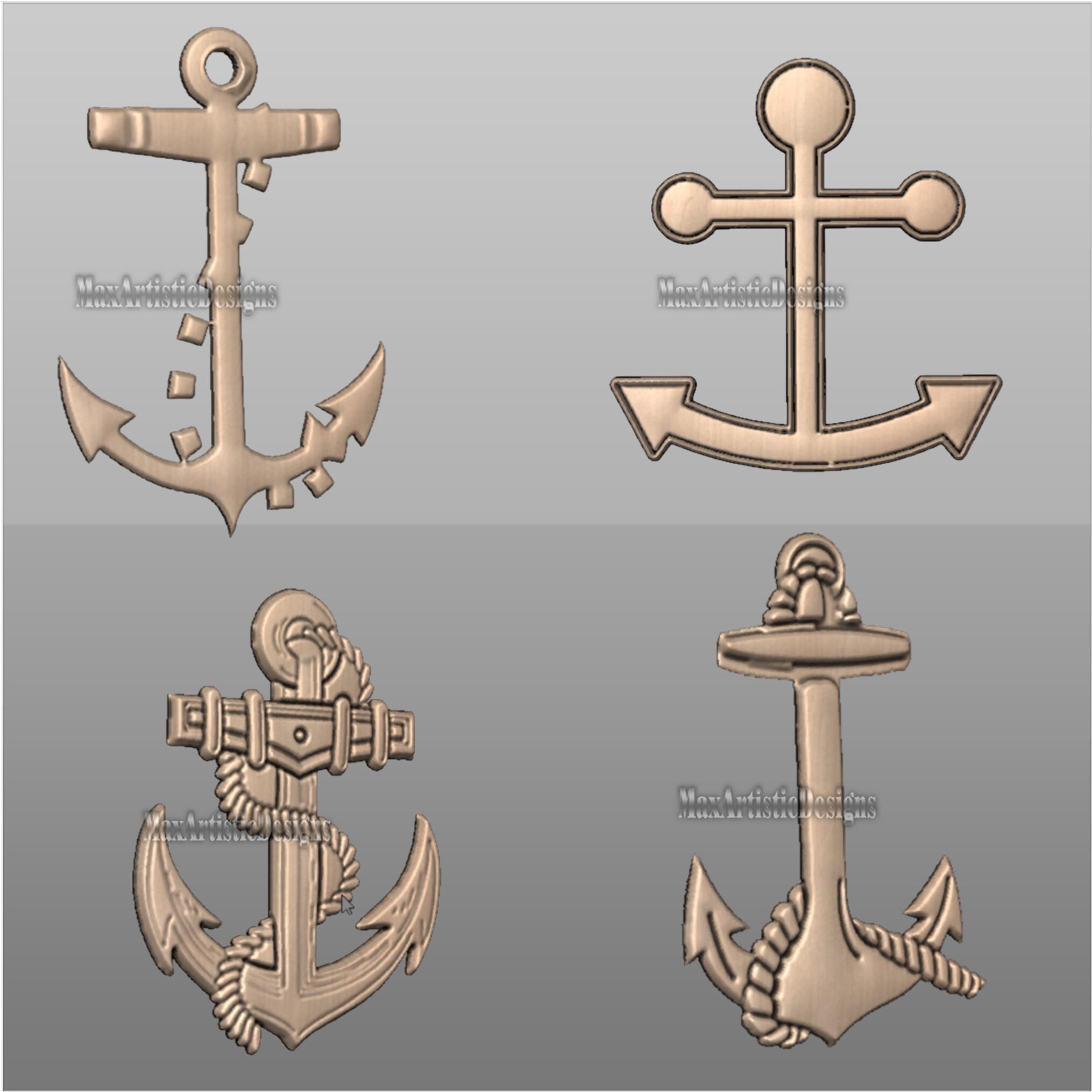 7 Ship Anchors 3d Stl Bas Relief Set for Cnc Router 3d Printing ...