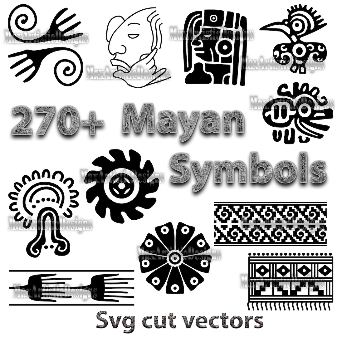 270+ Mayan Symbols Svg Vectors for Cutting Machines Laser Cut Decor Set ...