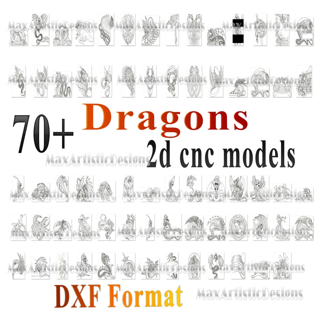70+ Dragons 2d Cnc Files for Cnc Router/laser Cut in Dxf File Format ...