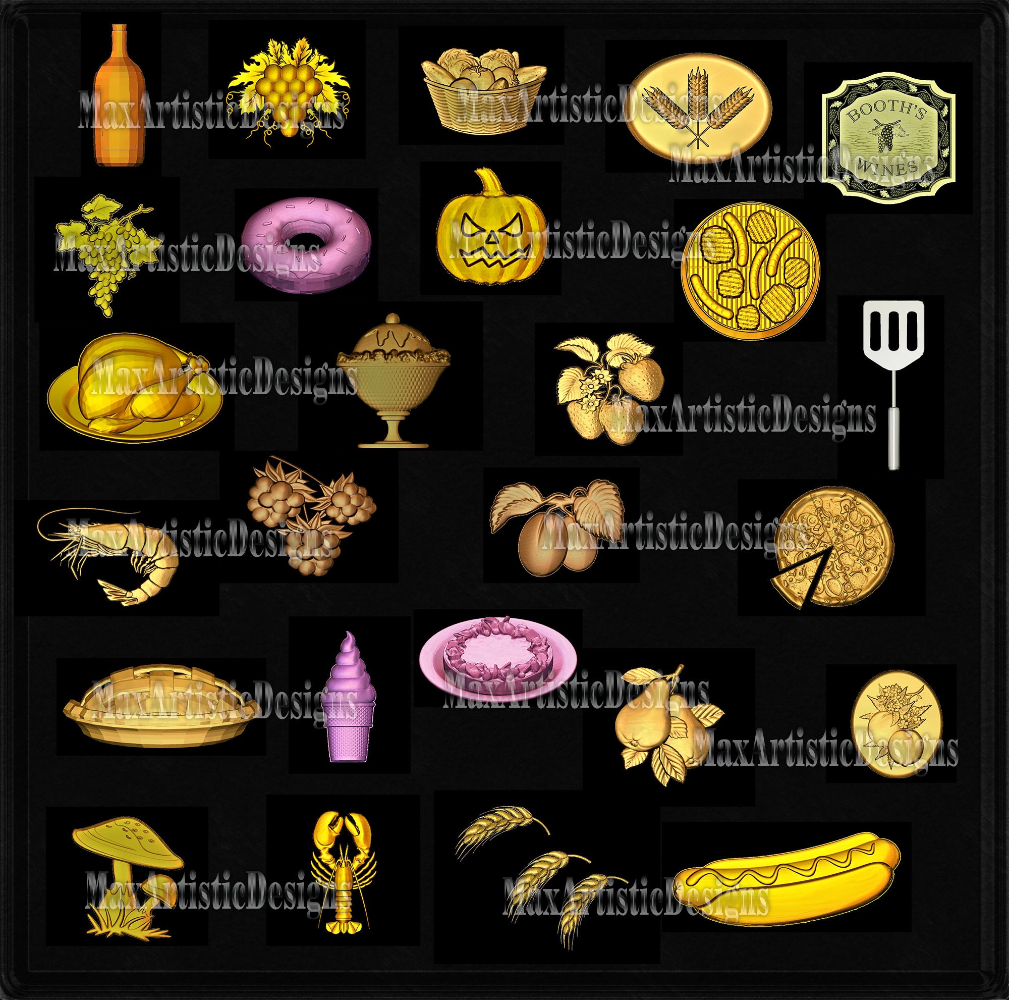 50+ Food Vegetables Fruits 3d Stl Bas Relief Bundle for Cnc Routers ...
