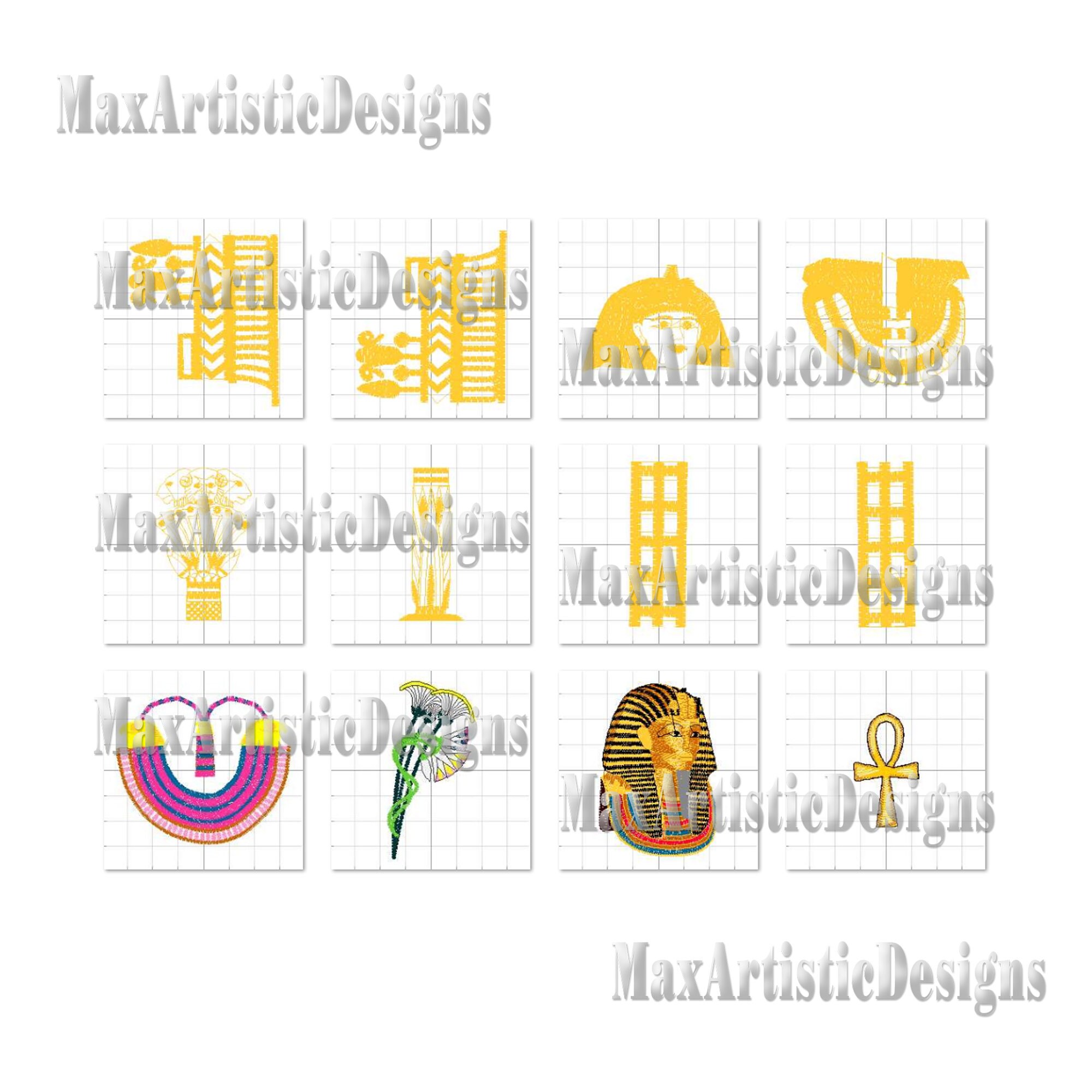110+ Egypt Empire Embroidery Designs - Ancient Motifs PES DST JEF Hus ...