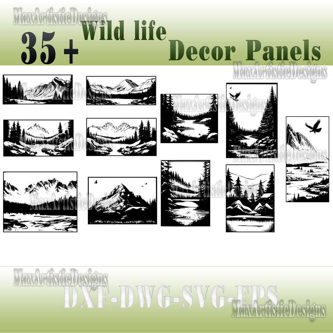 38 Wildlife Decor Panels Cnc Vectors Landscapes Dxf Svg Eps Files Set ...