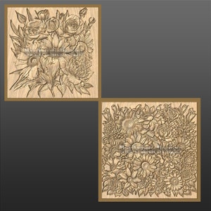12 3d Stl Floral Bouquet Panels Floral Arrangements Designs for Cnc ...