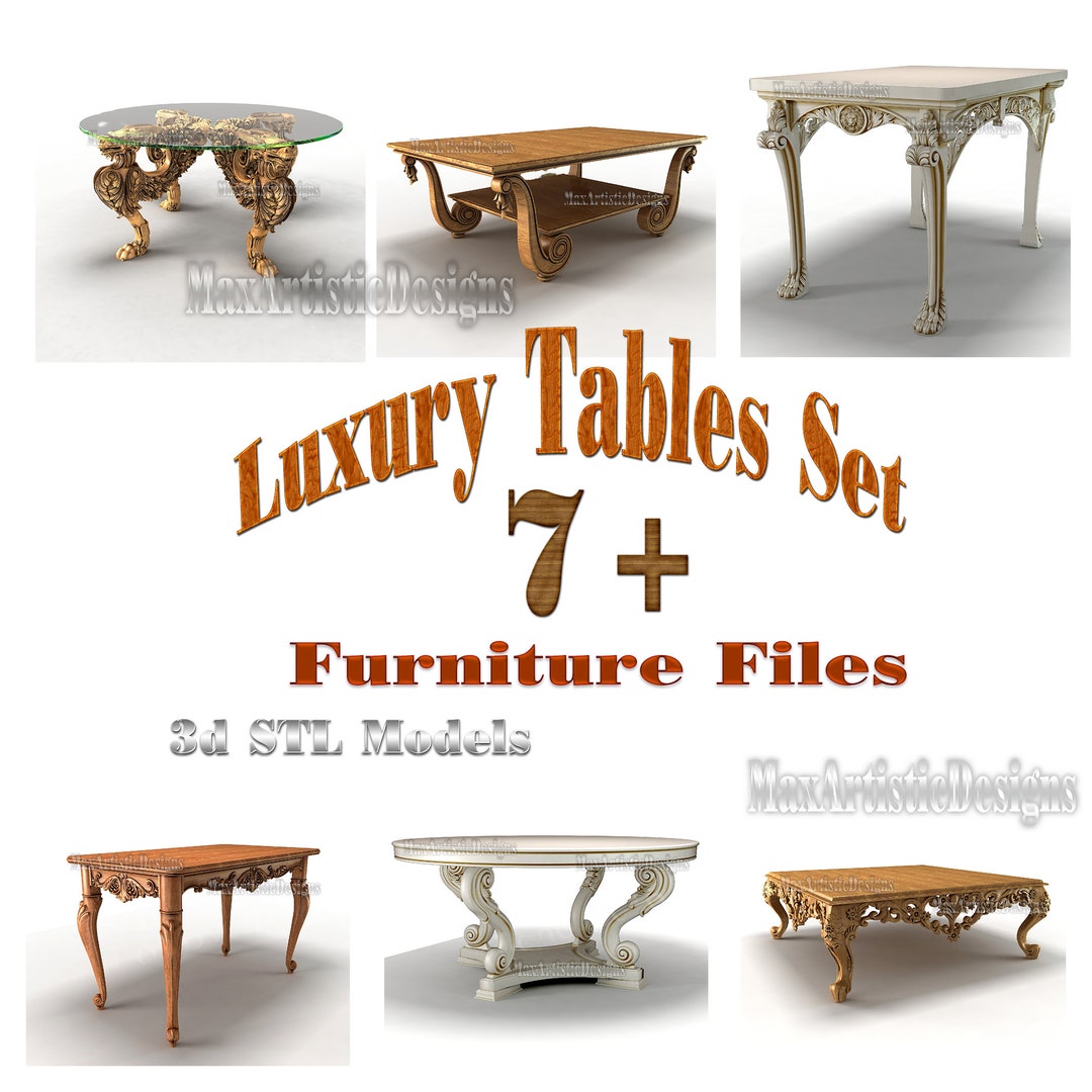 7+ 3D STL Table Models Set - Furniture Designs for CNC & 3D Printers ...