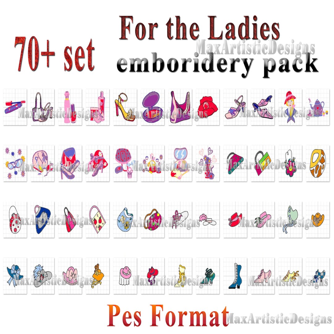 70+ Accesories for Ladies Embroidery Design Patterns in Pes Format ...