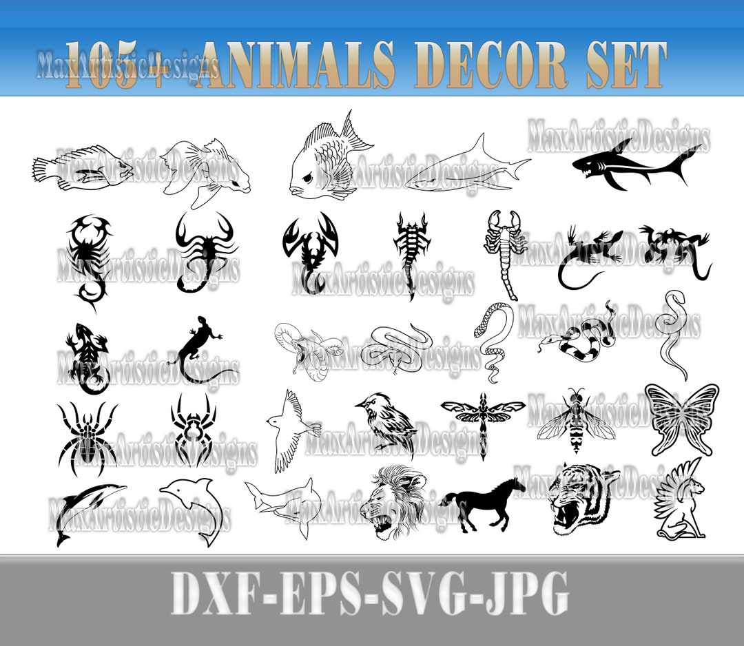 105+ Laser Cut Animals Fishes Birds Insects and More Zoo Files for ...