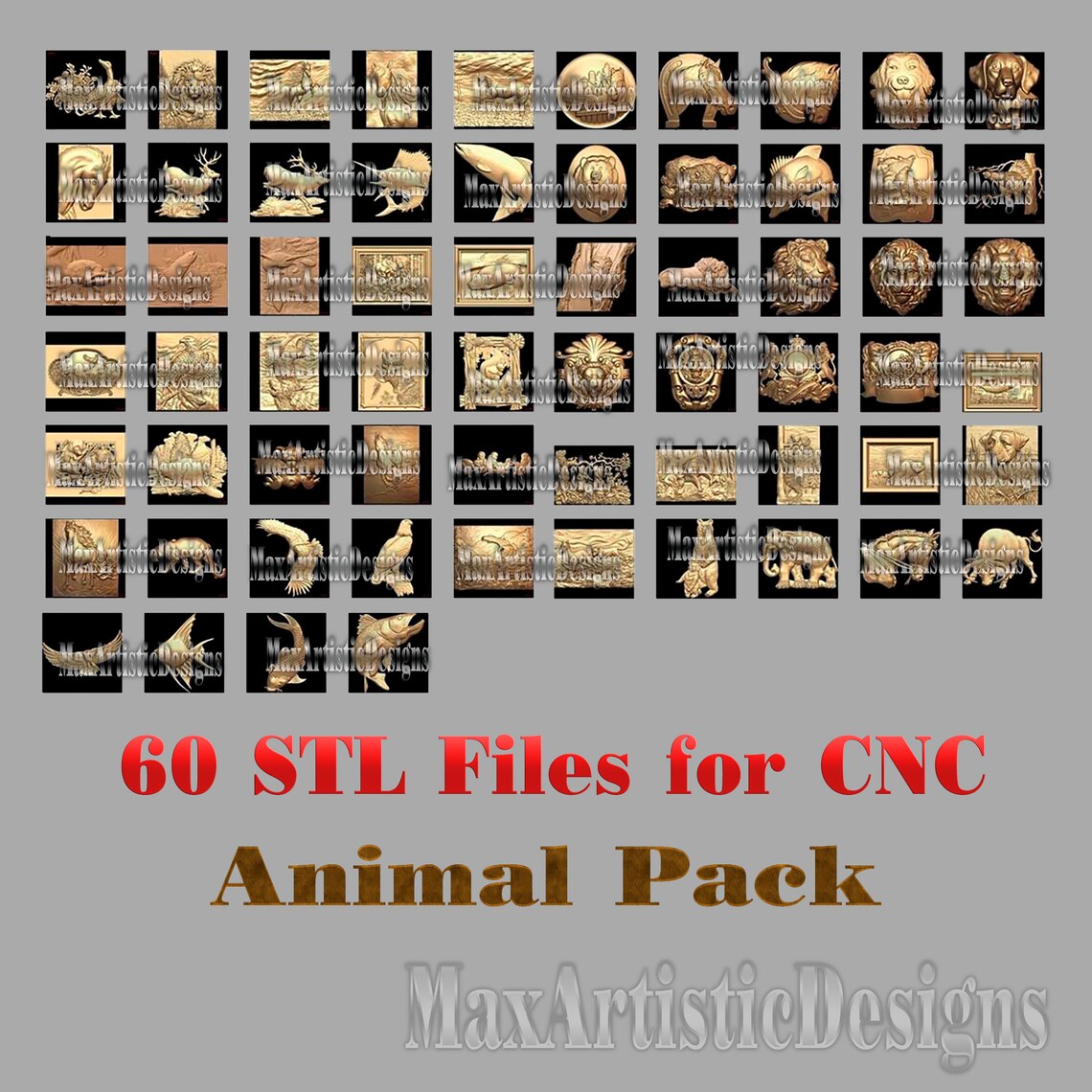 60 3d Stl Models Animal Collection for Cnc - Etsy