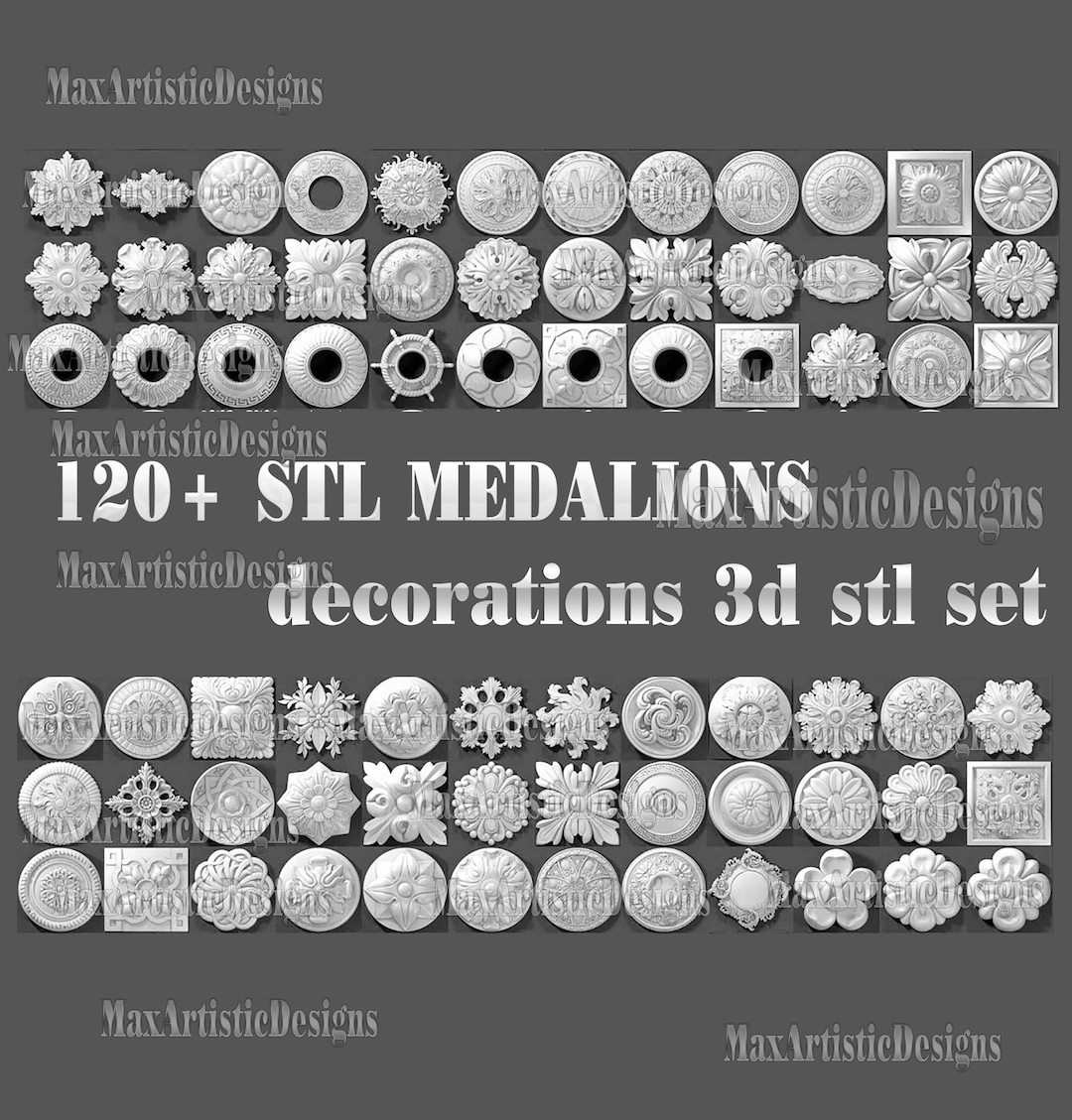 120+ Pcs Medallions Decoration 3d Stl Models for Cnc Router Artcam ...