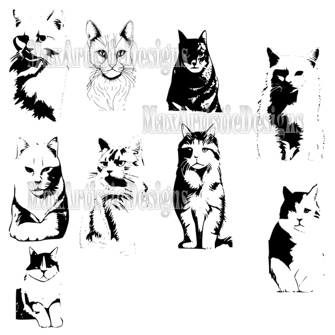 85+ Cats Cnc Vectors Set DXF SVG EPS Files Cnc Clipart Models ...