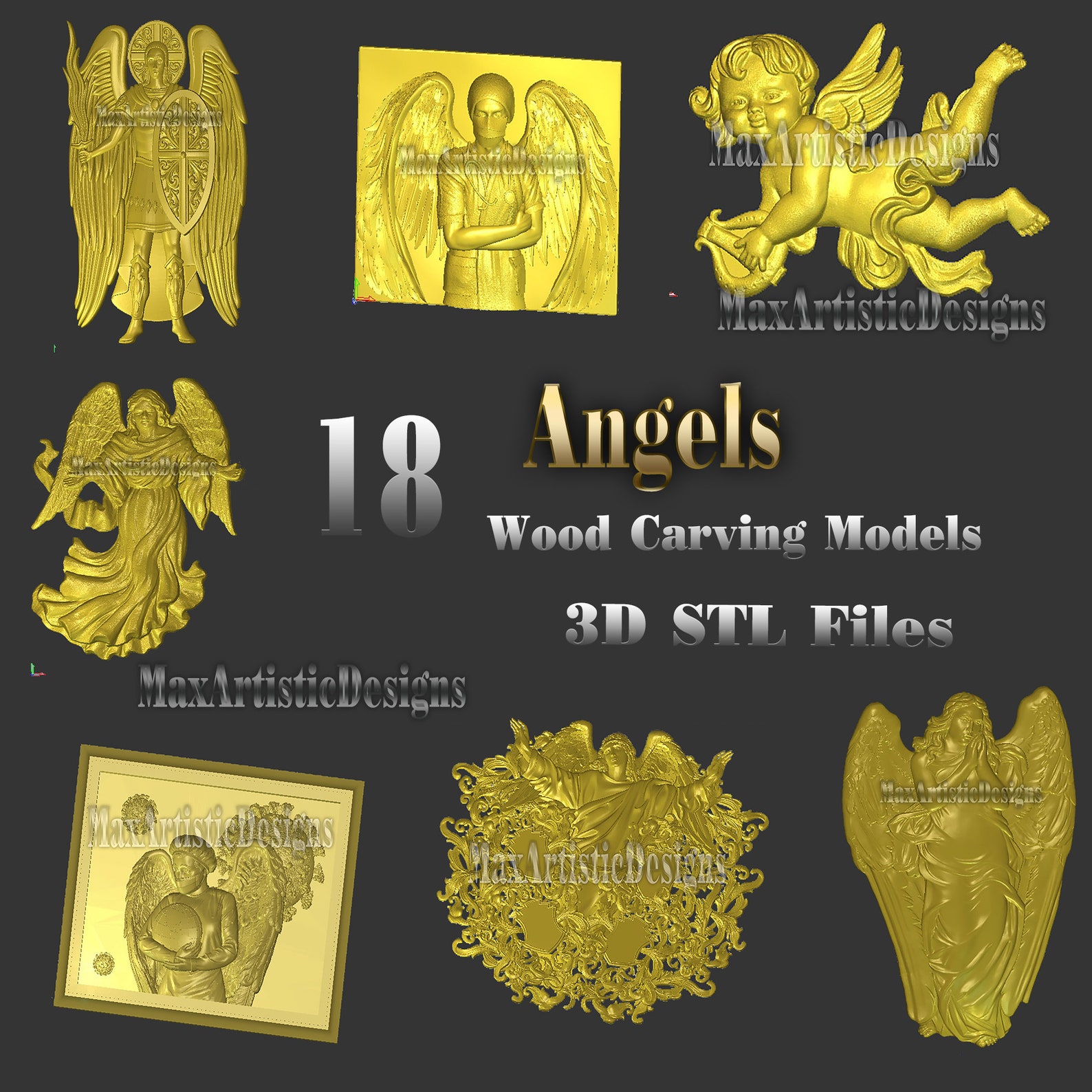 17 3d Stl Angels Designs Engraving Models for Cnc Router - Etsy