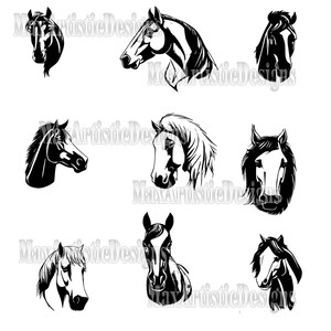 70+ Horse Heads Cnc Files Set Svg Eps Pdf Dxf Dwg -full Horse Bodies ...