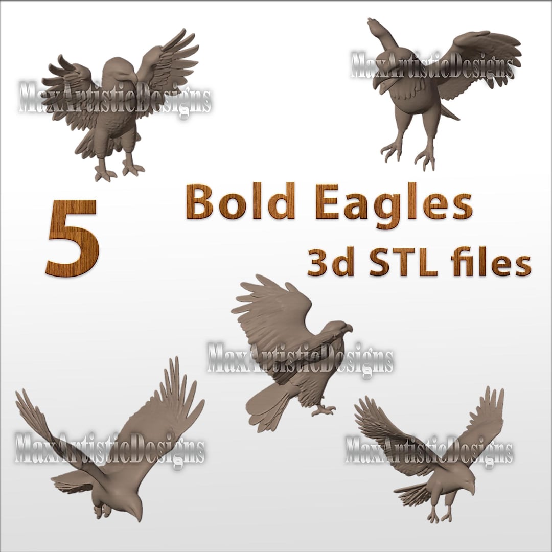 5 Patriotic Eagle 3D STL Models: Bold Eagle Poses - Download - Etsy