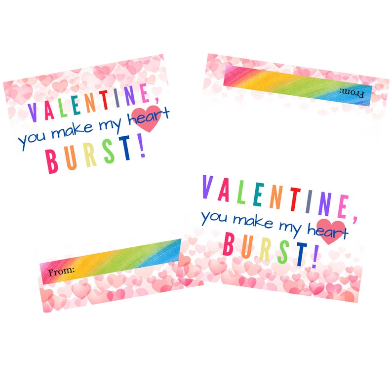 Printable Valentine You Make My Heart Burst Valentine's Day Bag Topper ...