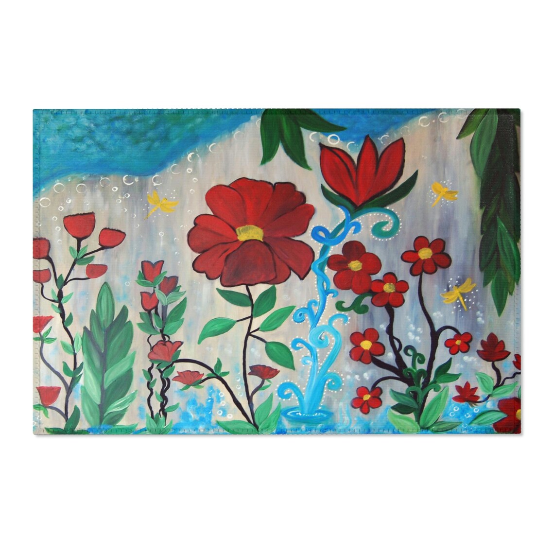 Red Grey Green Blue Floral Intuitive Art Colorful Chenille - Etsy