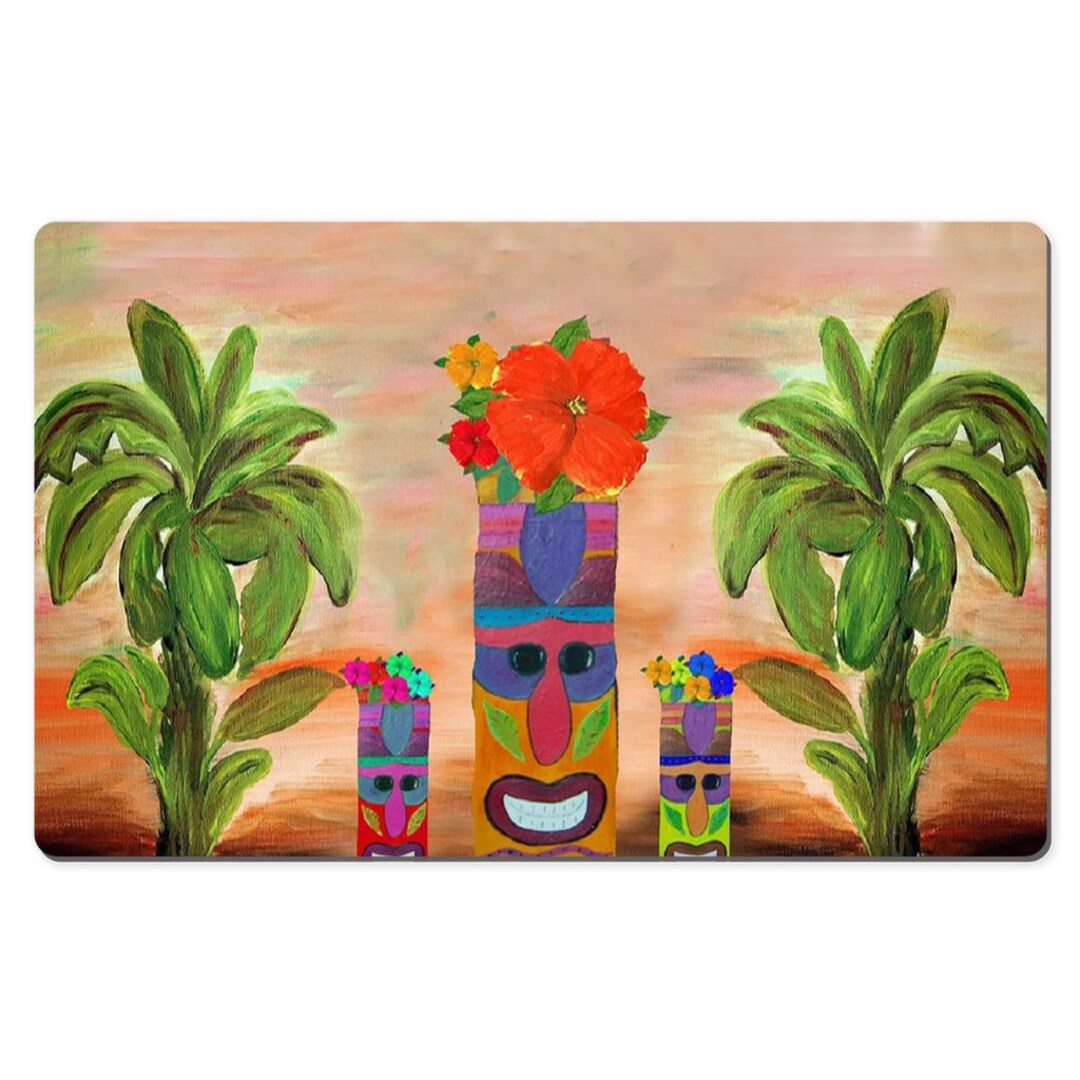 Tiki Tropical Design Table or Desk Placemats With Neoprene Backing. - Etsy