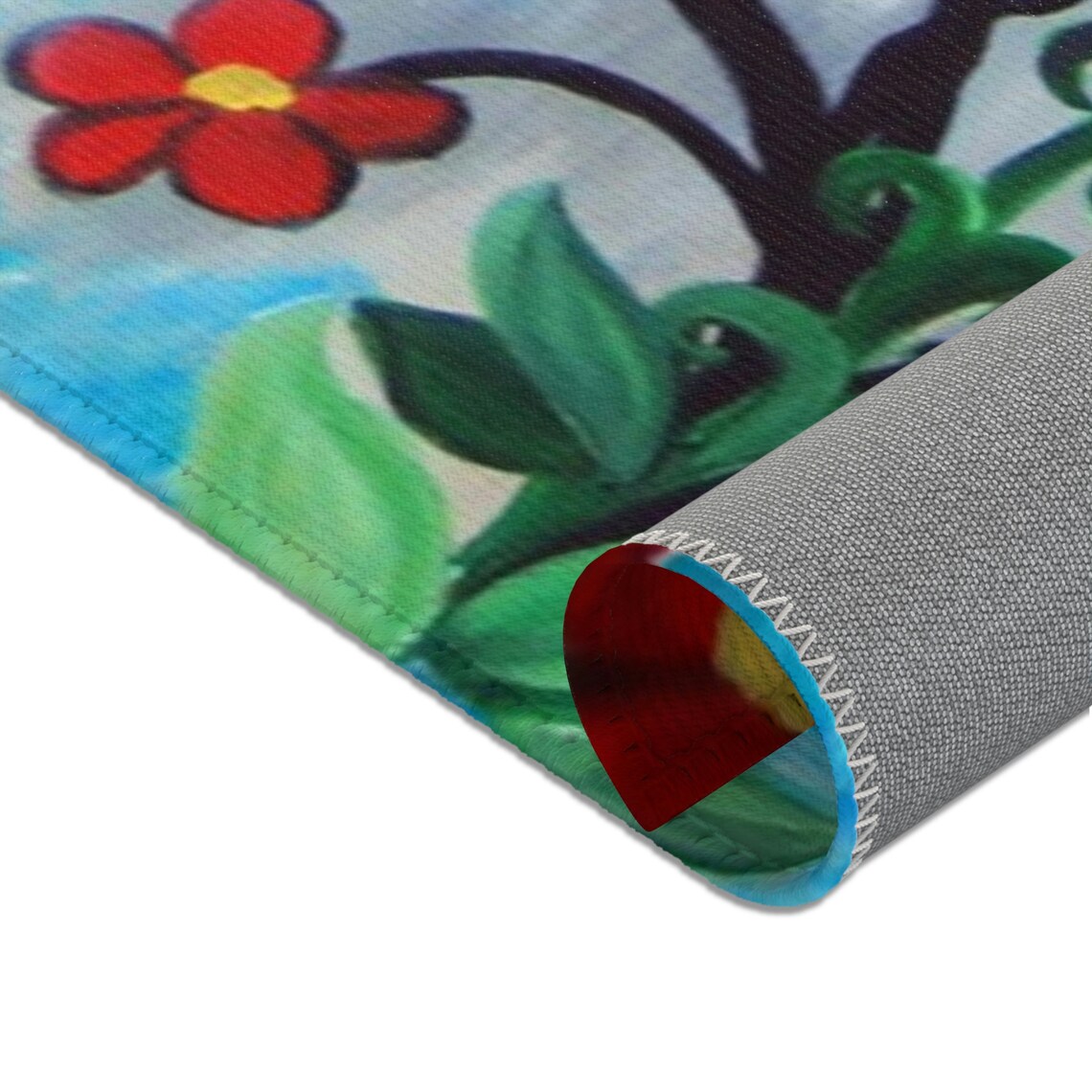 Red Grey Green Blue Floral Intuitive Art Colorful Chenille - Etsy