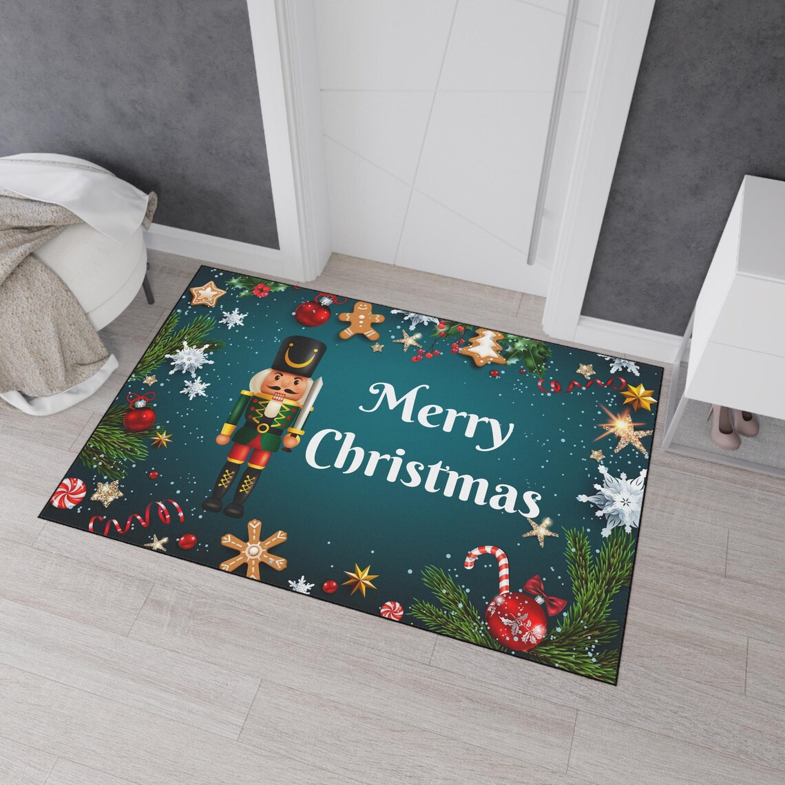 Nutcracker Merry Christmas Floor Mat | Holiday Doormat, Christmas Decor ...