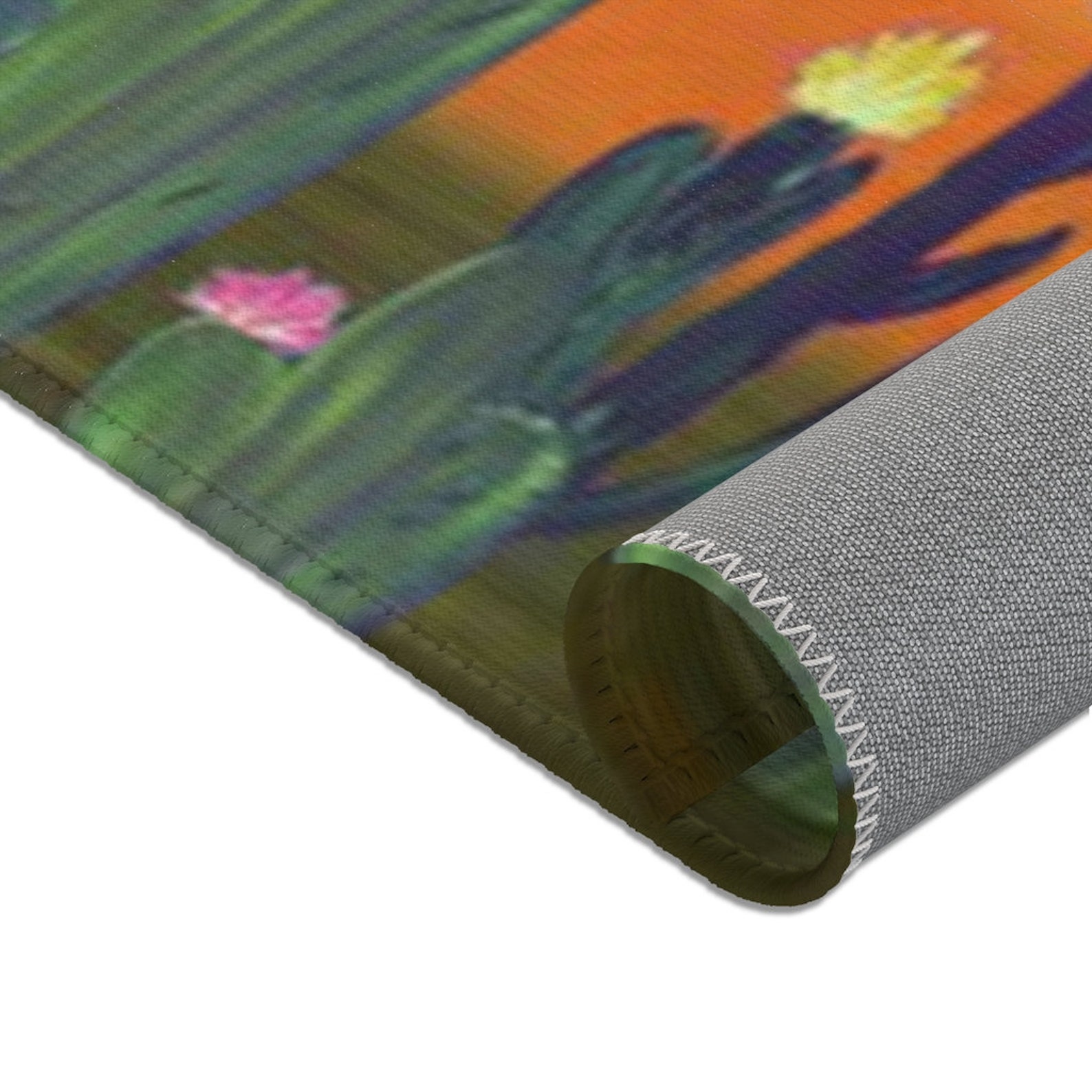 Desert Sunset Cactus Flowers Indoor Area Rugs of My Art. Rectangular or ...