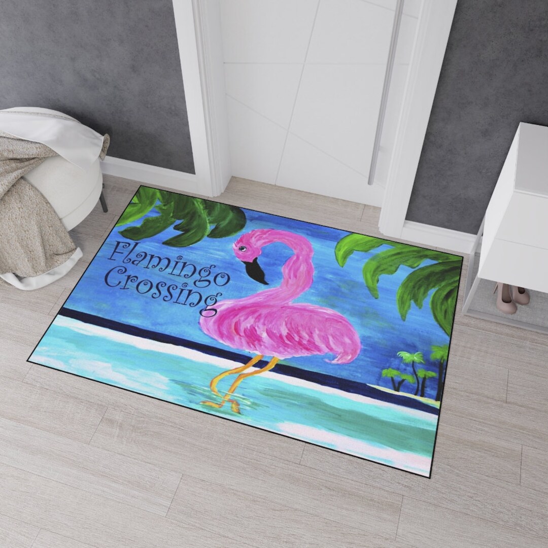 Flamingo Crossing Coastal Home Tropical Rug Floor Mat for Indoor or ...
