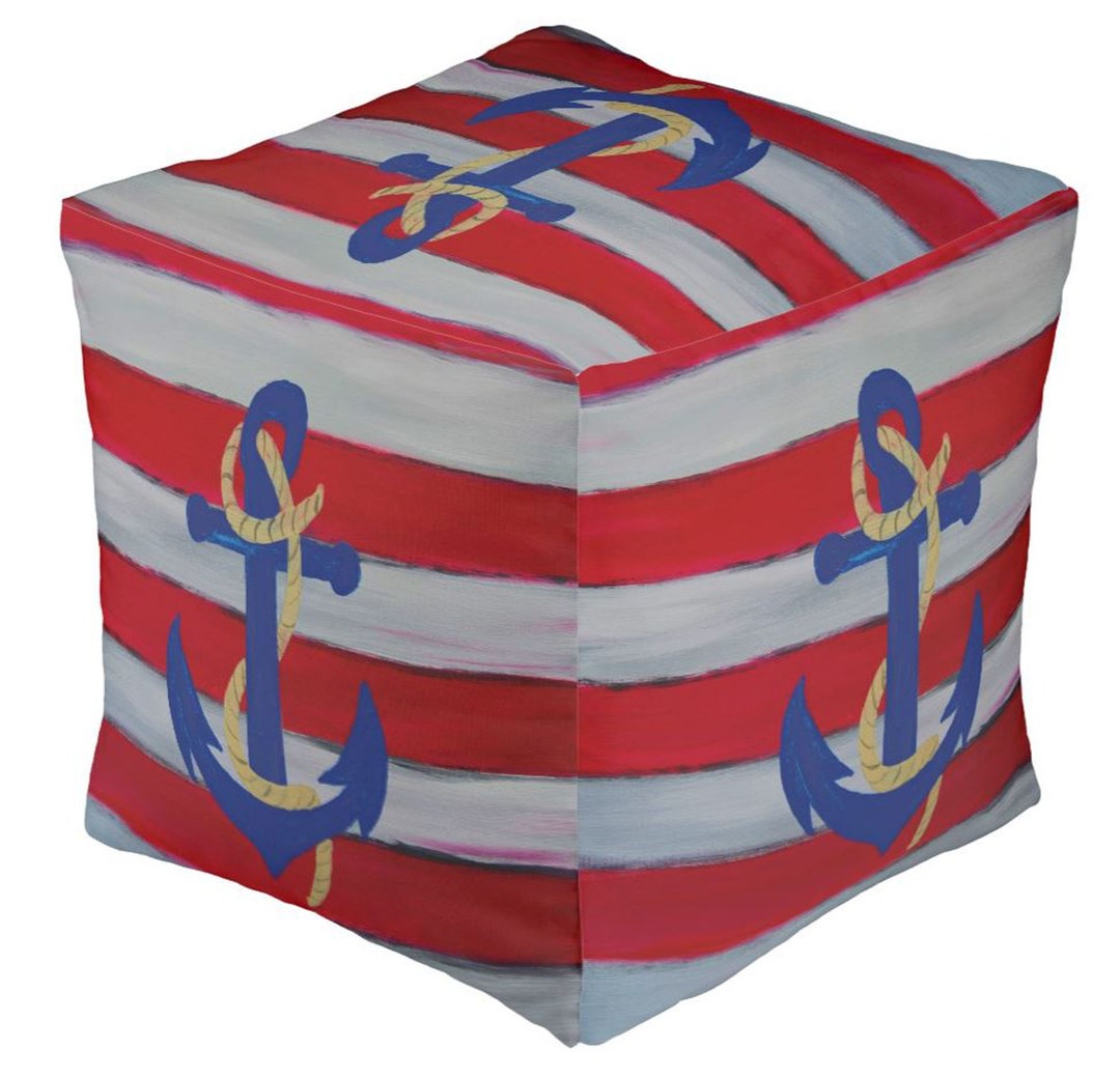 Anchor Nautical Decor Ottomans and Foot Stools Coastal Home Furniture ...