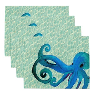 Blue Octopus in Clearwater Beach House Sealife Placemat Set - Etsy