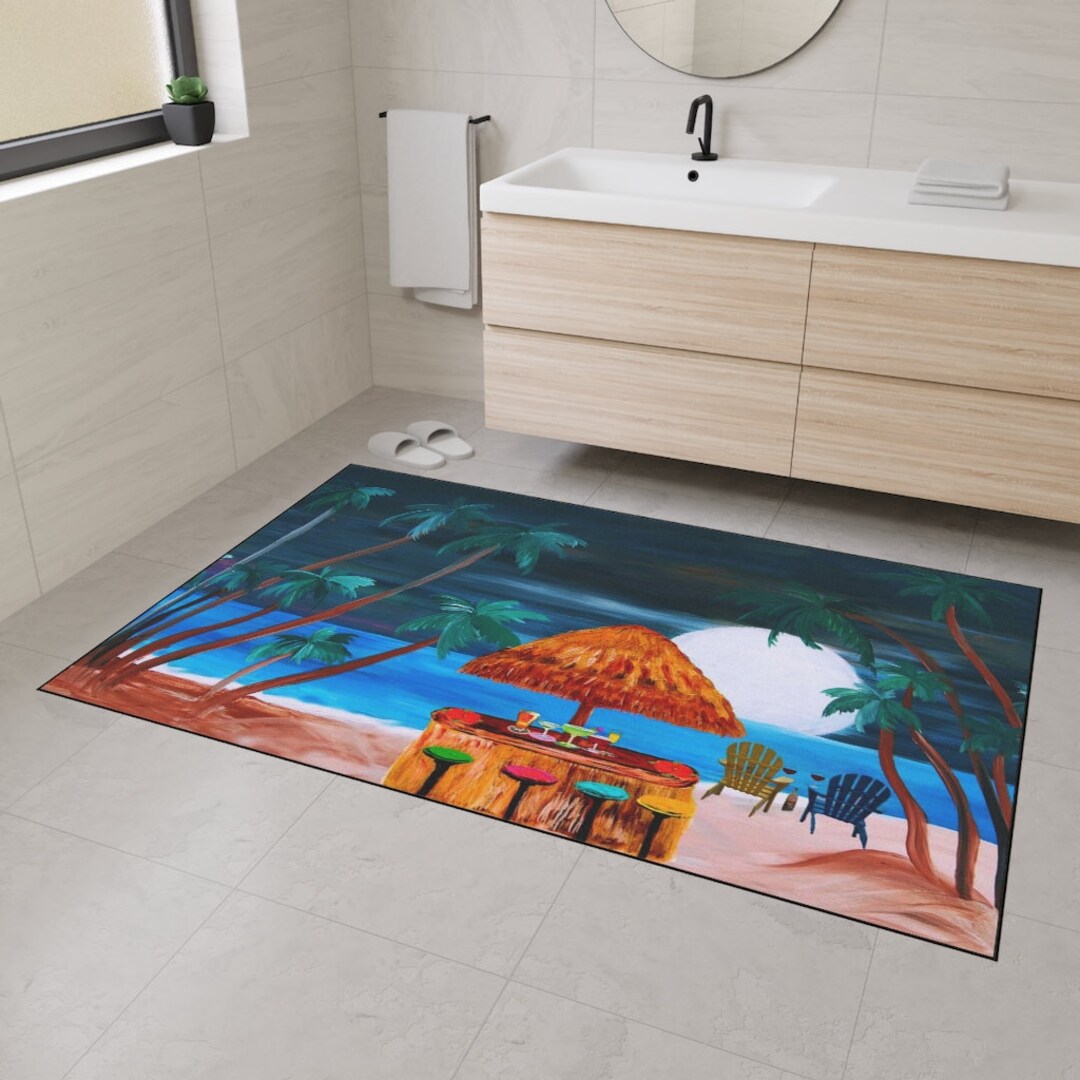 Tiki Tropical Bar Door Rug Floor Mat for Indoor or Outdoor With Non ...