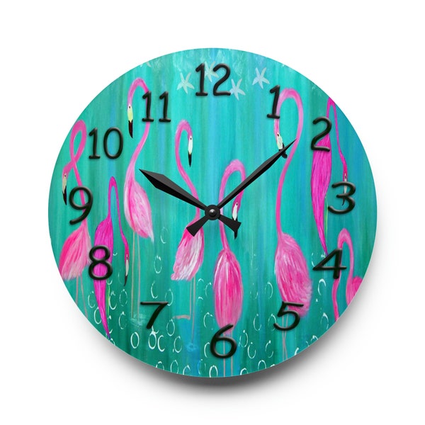 Pink Flamingo Clock - Etsy