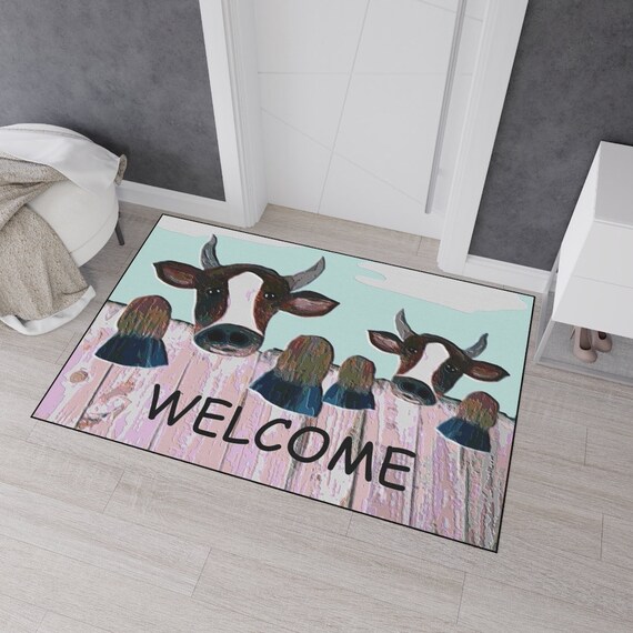 Welcome Fence Cows Country Home Door Rug Floor Mat for Indoor | Etsy