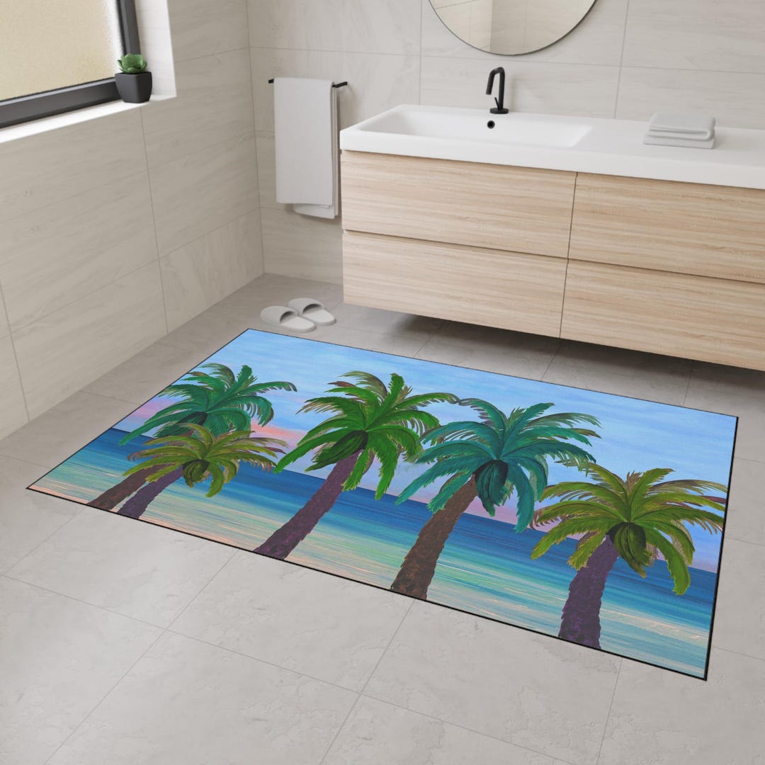 Palm Trees Tropical Home Rug Floor Mat for Indoor or Outdoor With Non ...