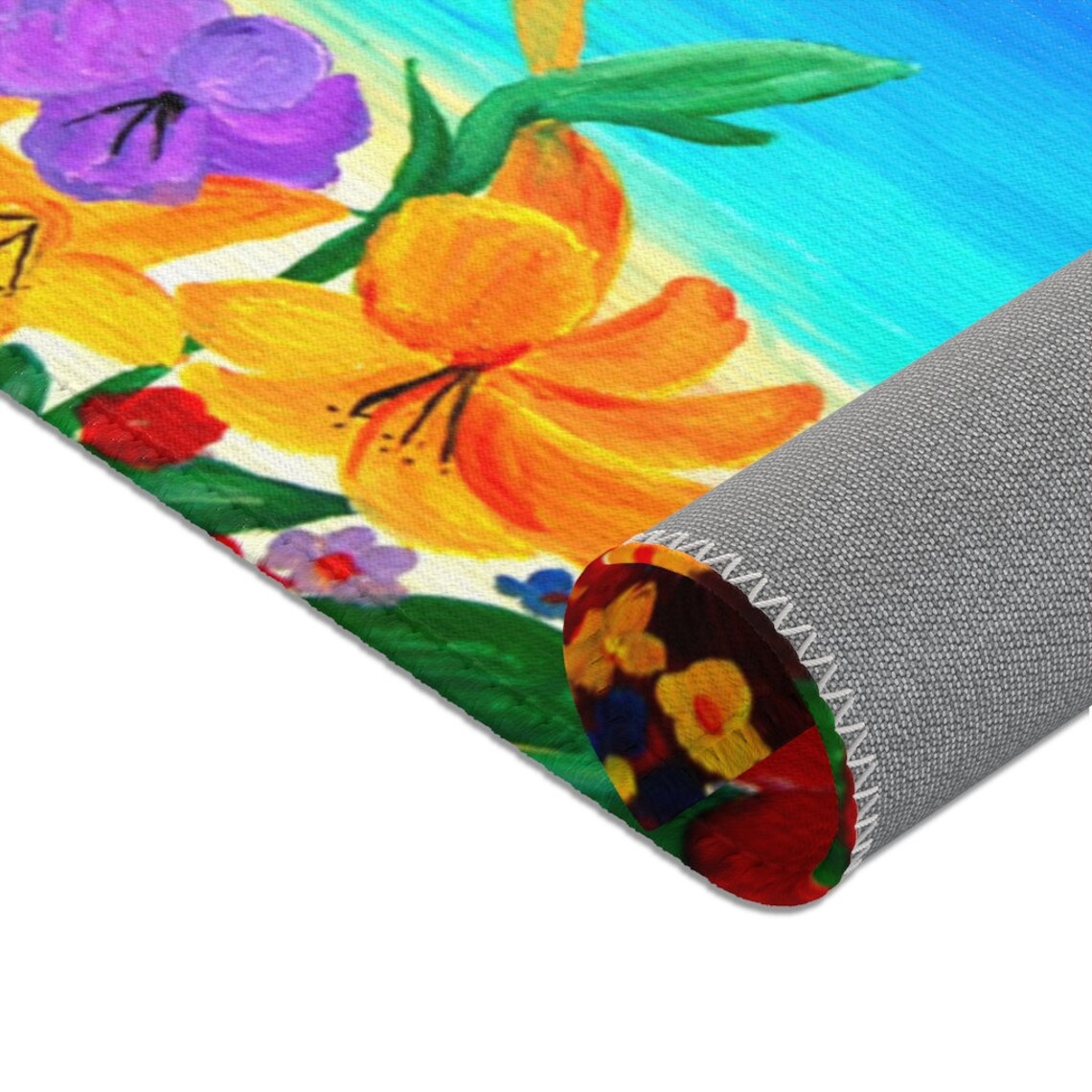 Tropical Beach Coastal Tropical Floral Area Rugs of My Art. - Etsy