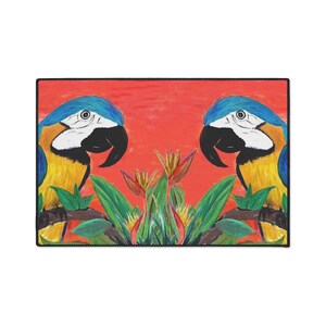 Parrot Heads Tropical Rug Floor Mat for Indoor or Outdoor With Non-skid ...
