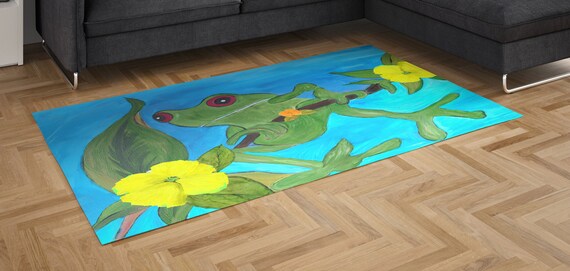 Tree Frog Coastal Home Indoor Chenille Area Rugs With My Art. | Etsy