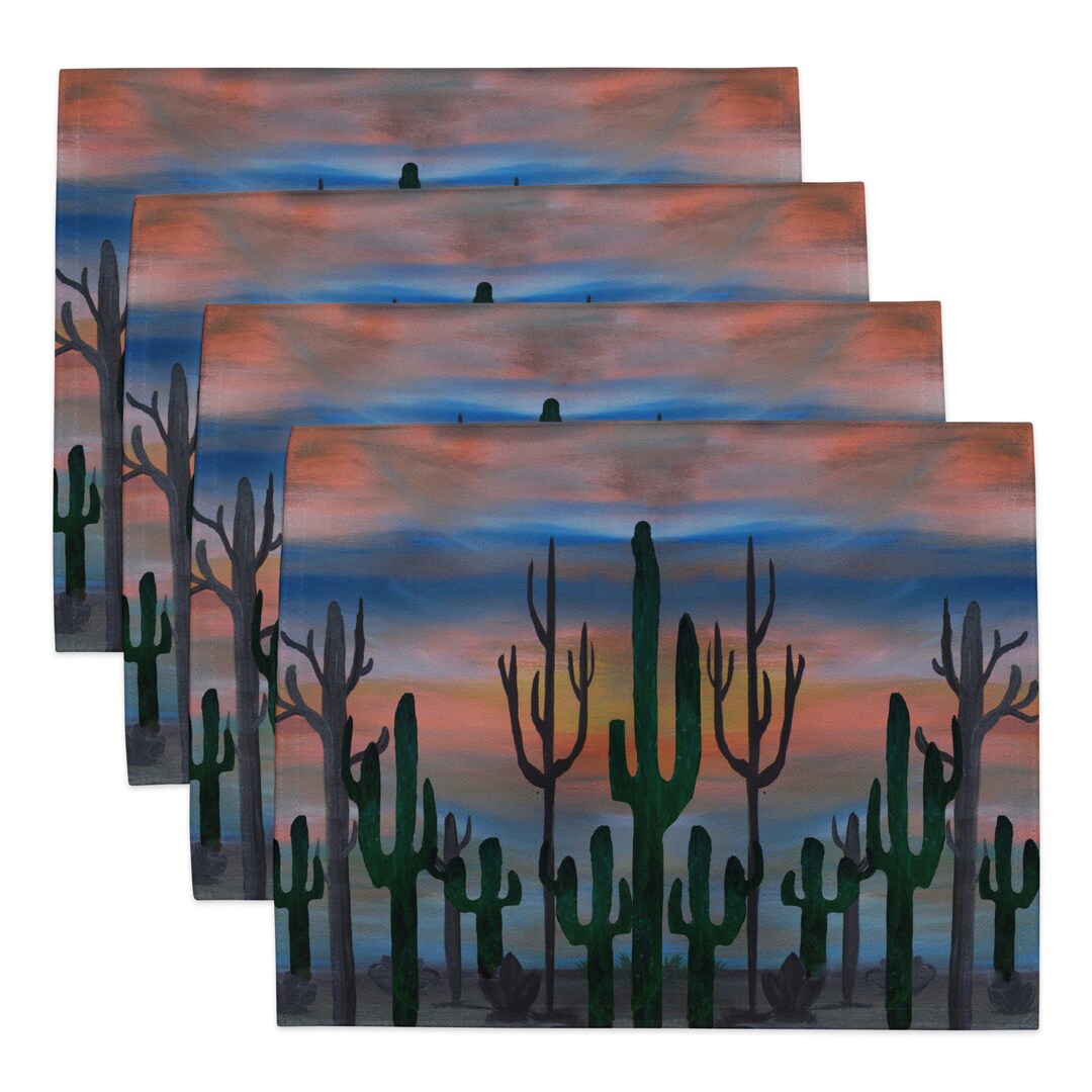 Desert Sunset Cactus Field Big Sky Table Placemat Set. Desert Home ...