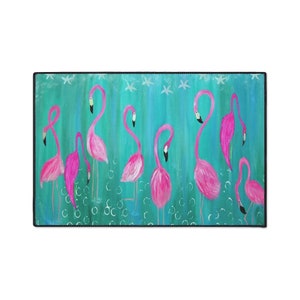 Coastal Flamingos Beach Home Tropical Rug Floor Mat for Indoor or ...