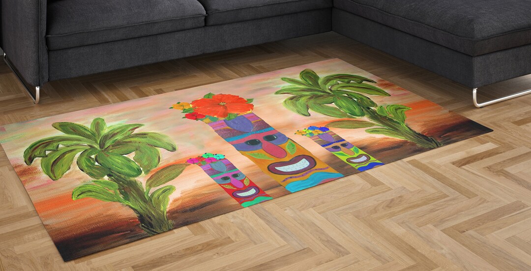 Tiki Men Tropical Design Indoor Chenille Area Rugs of My Art. Available ...