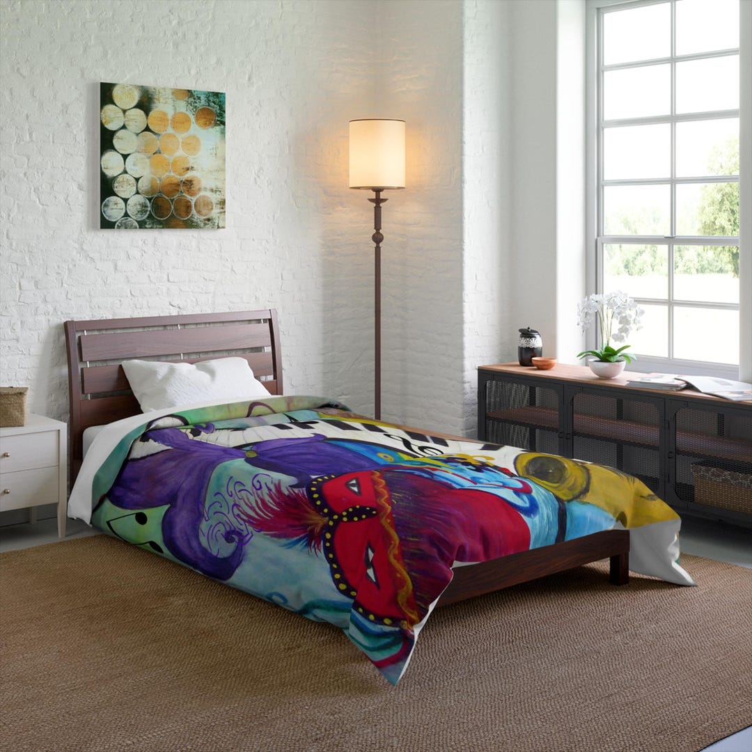 Pelican Jazz Comforter: Colorful Music Design Bedding - Etsy