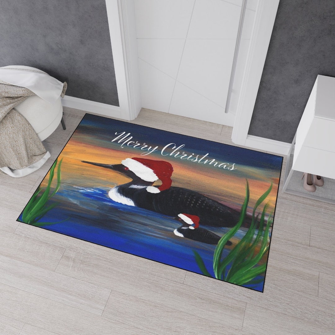 Loon Lake House Christmas Santa Loon Wildbird Area Rug Floor - Etsy