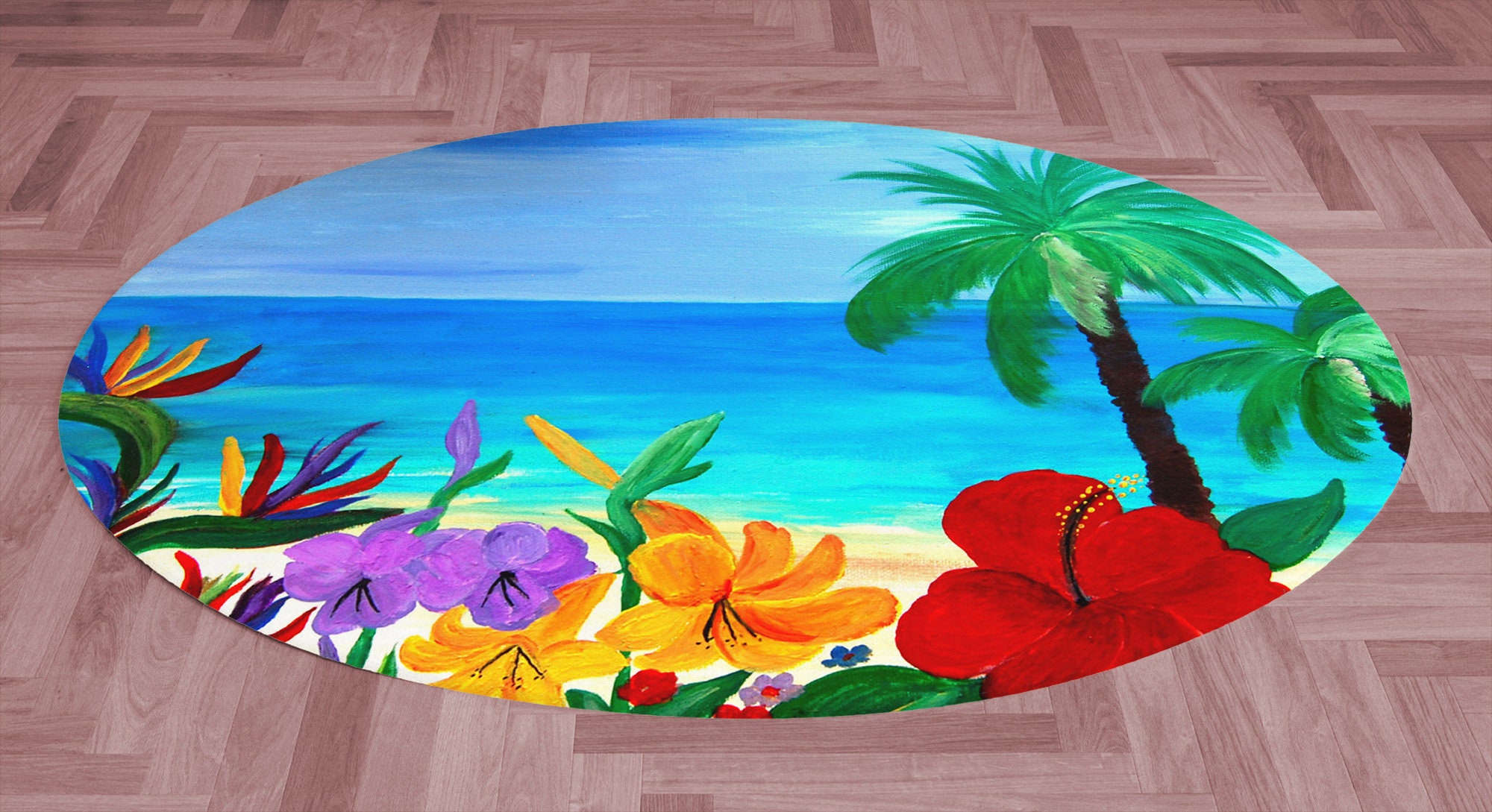 Tropical Beach Coastal Tropical Floral Area Rugs of My Art. - Etsy
