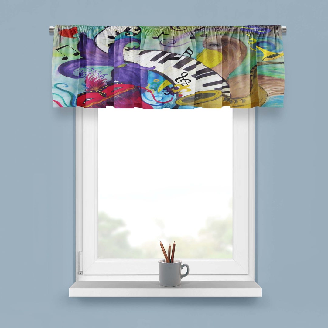 Pelican Jazz Window Valance: Fleur De Lis, Piano Keyboard Art - Etsy